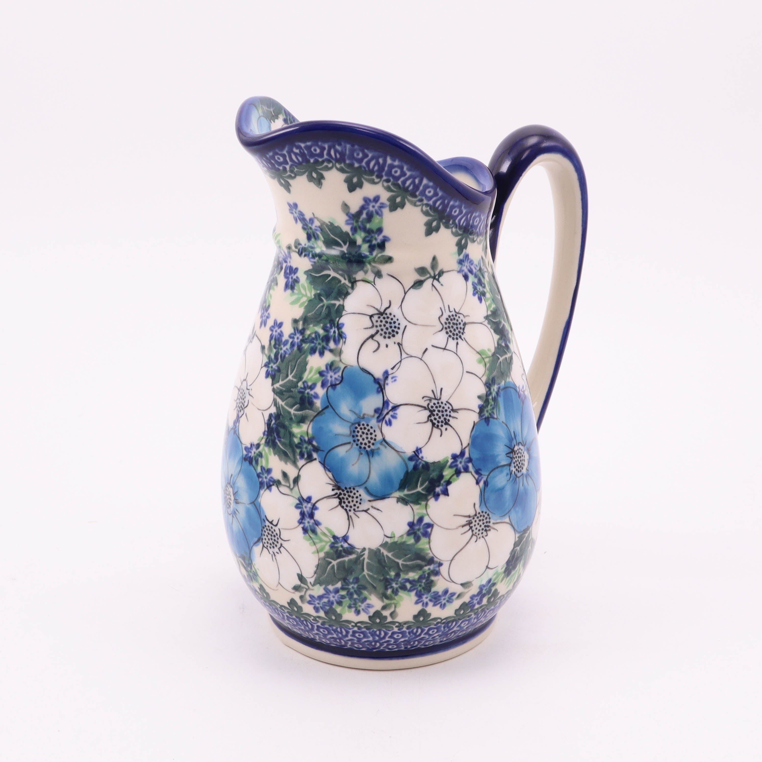 1.5L Pitcher. Pattern: Flower Chain – Surroundings Polish Pottery LLC